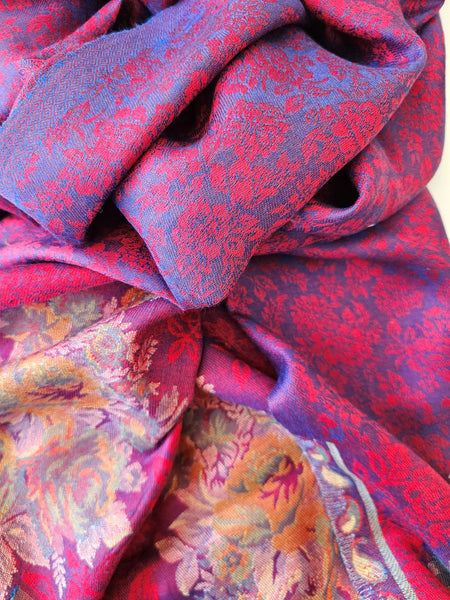 Cashmere Silk - Flower Red/Blue – Cashmere South Africa